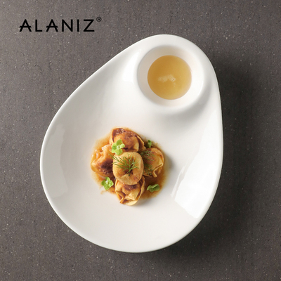 alaniz南兹垂云子母水饺盘带醋碟家用虾盘水饺盘高颜值陶瓷盘子