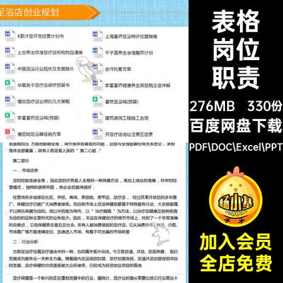 薪酬培训资料PDF.DOC.Excel.PPT道表格足岗位职责运营员工足浴