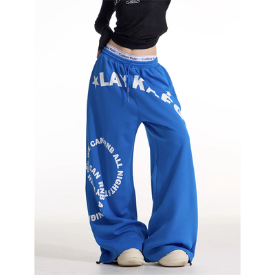 美式复古字母印花运动休闲卫裤女