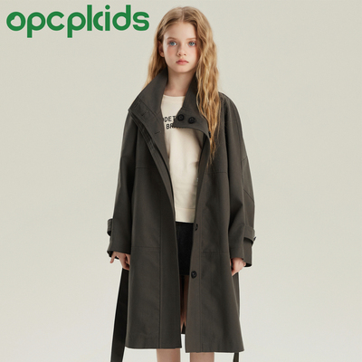 OPCP女童立领中长款风衣秋冬