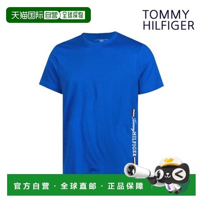 韩国直邮TOMMY HILFIGER 蓝色短袖圆领字母T恤 09T4313-433