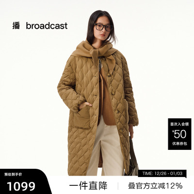 【播奥莱】长款羽绒服冬长外套搭配羊毛围巾DDS4RD5231