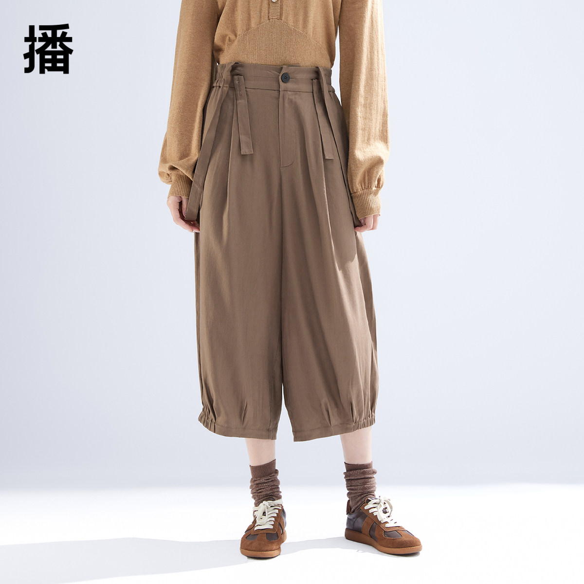 【播奥莱】播可拆卸背带裤女春夏学院风小个子休闲阔腿裤