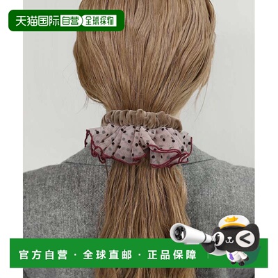 日本直邮ANE MONE 女士 丝绒波点荷叶边发夹 DG640131H发圈发饰