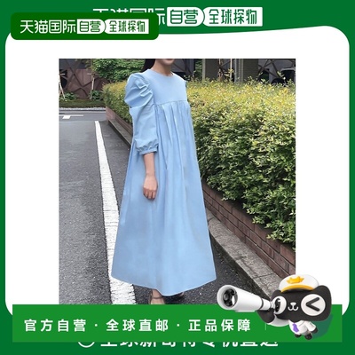 1h可退 日本直邮ELFRANK 女士纯棉蓬松袖不规则下摆A字连衣裙 春