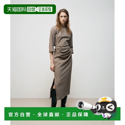 日本直邮COLUMN 女装 垂坠感连衣裙 6分袖+裙摆开衩 621401108006