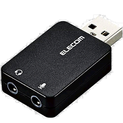 【日本直邮】Elecom宜丽客 USB声音直插转接头 黑 USB-AADC01BK