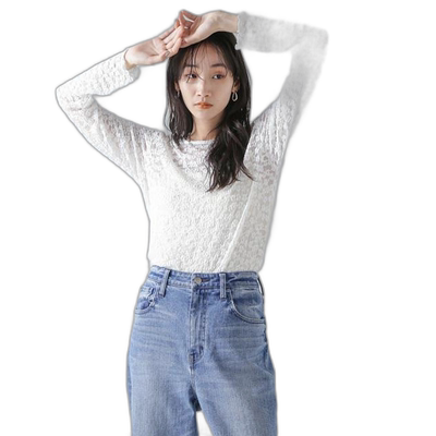 1h可退 日本直邮NANO universe 花朵透视上衣 T恤连衣裙高档潮流