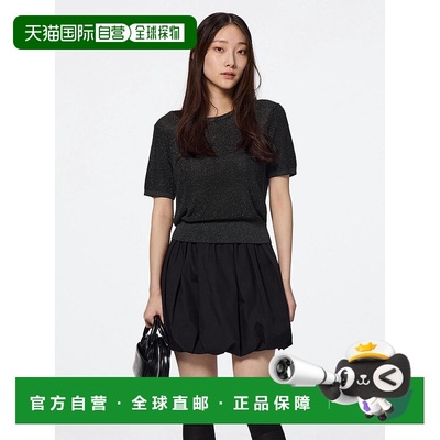 日潮跑腿GU极优 透明金银线毛衣短袖Q 09 BLACK WOMEN XS 356440