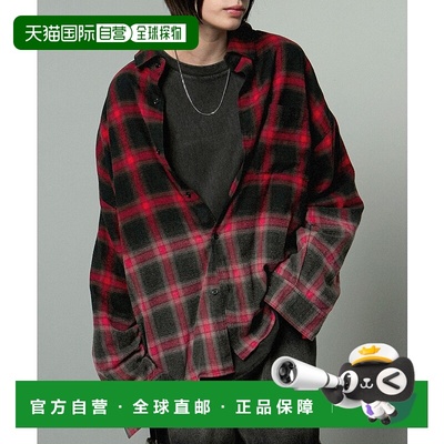 1h可退 日本直邮Alfred Alex 渐变格纹宽松长袖衬衫 AAsh1357男装