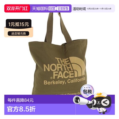 日本直邮THE NORTH FACE 有机棉托特包 NM82385 MM 橄榄色单肩包