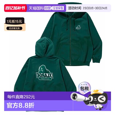 1h可退 日本直邮XLARGE 男女同款BACKSIDE SLANTED OG拉链连帽卫