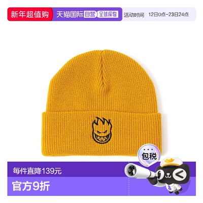 1h可退 日本直邮spitfire男装BIGHEAD刺绣宽松针织帽芥末黄 11411