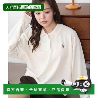 日本直邮U.S. POLO ASSN. 女士 联名款宽松 Polo 纹理连帽卫衣 MC
