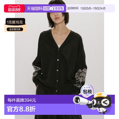 1h可退 日本直邮MIDIUMISOLID 女士 花柄V领长袖开衫 1122164
