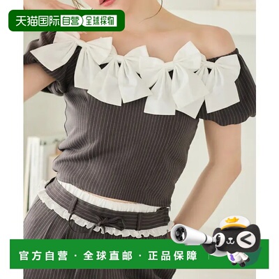 日本直邮one after another 黑色丝带衬衫通勤