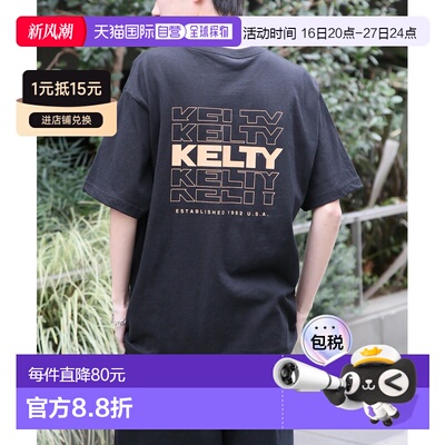 1h可退 日本直邮KELTY女士休闲印花短袖T恤 黑色 M 女士 22420000