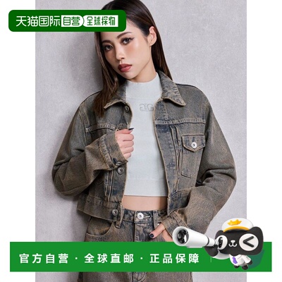 1h可退 日本直邮GYDA 女装 STUPID RICH联名短款丹宁夹克 背面钉