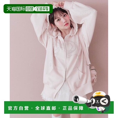 官方授权 OLIVE des OLIVE 热烫钻蝴蝶结大廓形连帽卫衣上衣帽衫