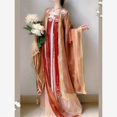 【富锦蓉】新款重工刺绣唐制一片式齐胸汉服大袖衫显瘦超仙诃子裙