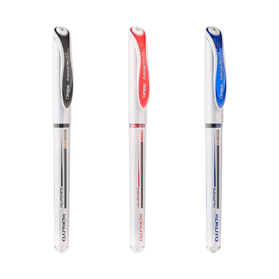 KOKUYO日本国誉中性笔0.5直液式走珠笔rollerball学生用考试黑笔大容量签字红蓝色水笔拔帽式日系简约文具