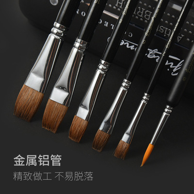 7 nylon paintbrushes in iron box尼龙画笔铁盒装狼毫