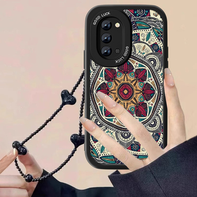 适用彩绘图腾opporeno4手机壳新款女小羊皮reno3pro复古创意ren04se男手链0pp0reno3元气版防摔高级感软套
