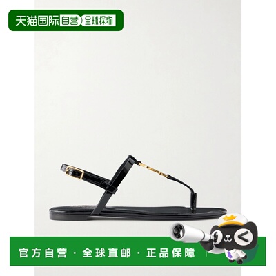 1h可退 Saint Laurent 圣罗兰 女士 Cassandra 黑色皮质凉鞋 6598
