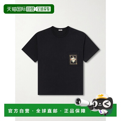 香港直邮Bode 男士 Logo-Appliqued 棉针织T恤 MRS26CS035BLACK