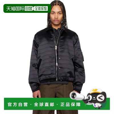 1h可退 香港直邮Sacai 男士 海军蓝 Horizontal Stripe 飞行员夹