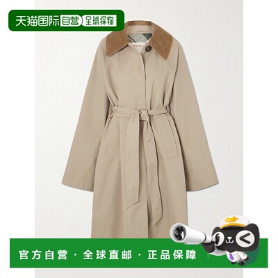 1h可退 香港直邮barbour 巴伯尔 女士 Reagan 束带灯芯绒饰边棉混