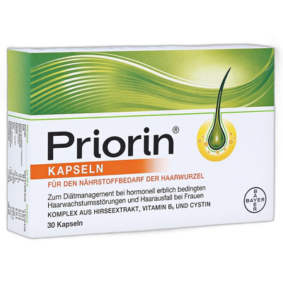 欧洲直邮德国药房Priorin拜耳脱发生发胶囊30粒掉发固发养发护发