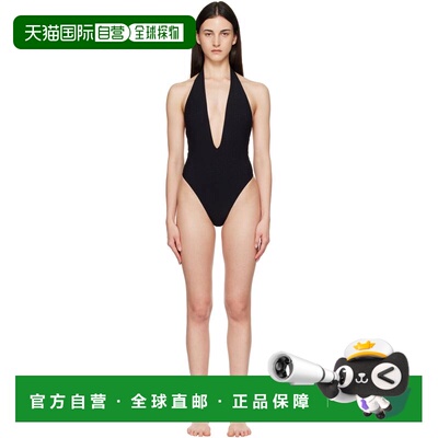 香港直邮Balmain 巴尔曼 女士 黑色绕颈束带连体泳衣 BKBKD220000