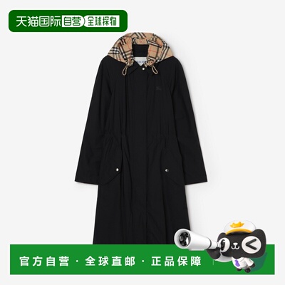 自营欧洲直邮Burberry博柏利 Newbury男士黑色弹性尼龙派克大衣