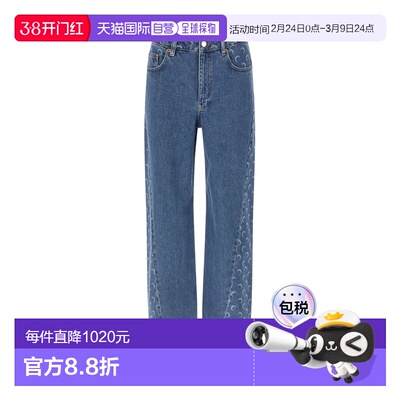 1h可退 香港直邮Marine Serre 直筒牛仔裤 WPA169ACDEN0002BL