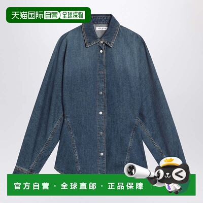 1h可退 香港直邮alaia 女士 Rounded 蓝色牛仔布衬衫 AA9C0988D00