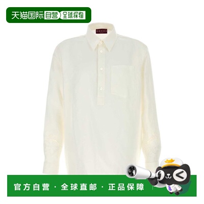 香港直邮Gucci 古驰 男士 饰刺绣亚麻衬衫 833862Z7ARF长袖