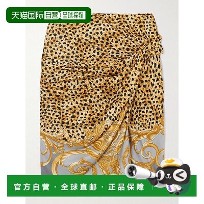 1h可退 香港直邮Versace 范思哲 女士 褶皱印花针织半身裙 102212