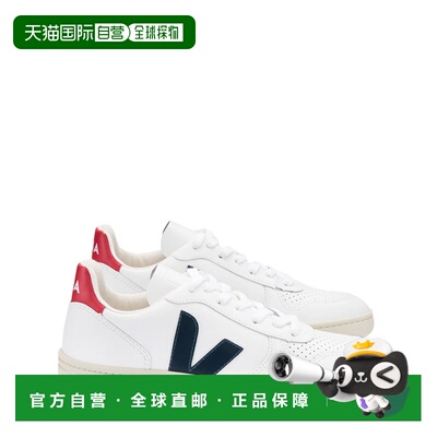 自营欧洲直邮VEJA V-10系列 男女同款牛皮革红蓝标系带网眼板鞋小