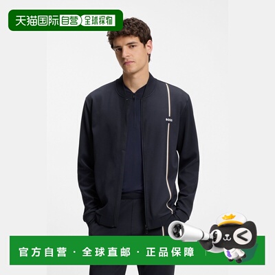 自营欧洲直邮HUGO BOSS雨果 男士深蓝色Smart Temp技术活性拉链卫