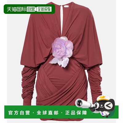 香港直邮magda butrym 女士 垂褶花朵装饰针织迷你连衣裙包臀裙
