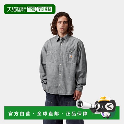 自营欧洲直邮Carhartt WIP Painter男士黑色棉质长袖衬衫