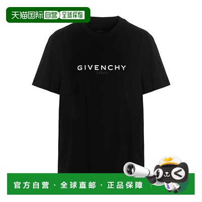 自营Givenchy/纪梵希 女士黑色棉质反转撞色徽标印花短袖