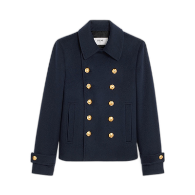 1h可退 香港直邮CELINE 双排扣羊毛休闲夹克 Women crov