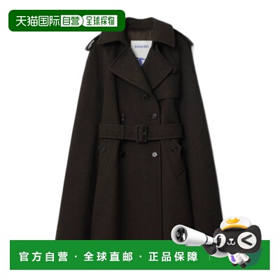 香港直邮Burberry Belmont 风衣斗篷 81150481博柏利羊绒双排扣