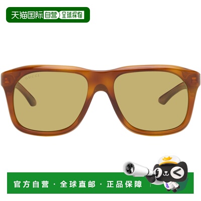 香港直邮Gucci 古驰 男士 棕色 Institutional Logo 太阳镜 GG207