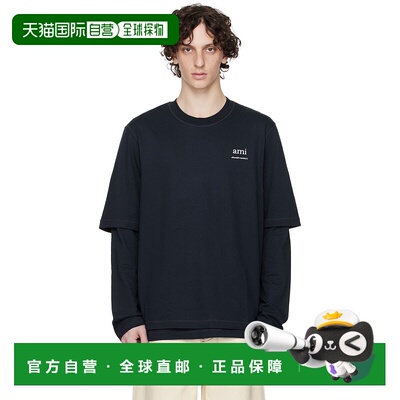 1h可退 香港直邮Ami Paris 男士 海军蓝长袖 T 恤 HTS248JE0119