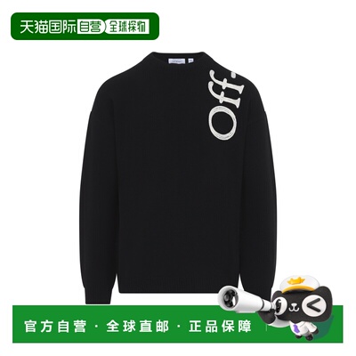 香港直邮off-white 男士 Vertical Bookish 米白针织圆领毛衣 44M