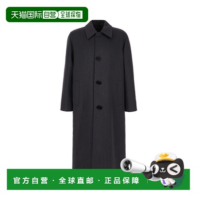 香港直邮Fendi 芬迪 男士 深灰羊毛混纺大衣 FF0816ASCM