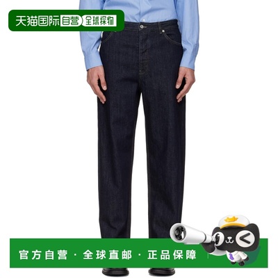 香港直邮Jil Sander 吉尔 桑达 男士 海军蓝 Contrast Stitch 牛